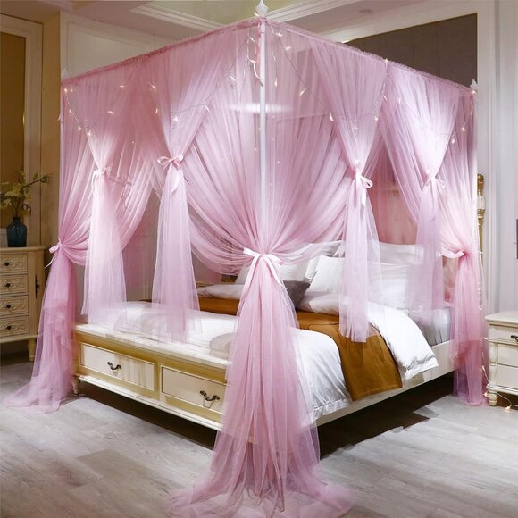Other | 4 Corners Post Princess Bed Canopy Curtain Double Layer Cozy ...